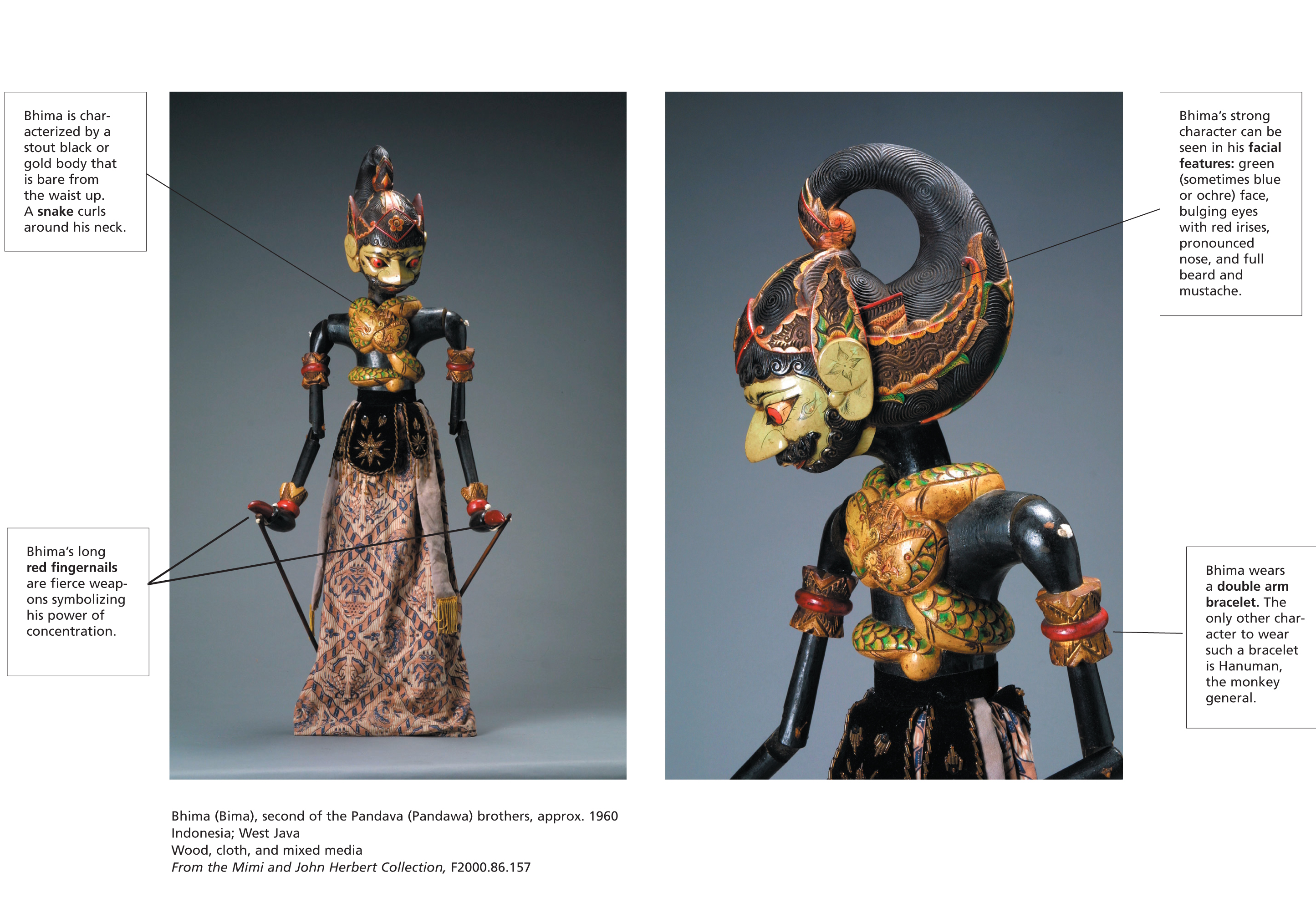 Bhima (Bima), second of the Pandava (Pandawa) brothers, approx. 1960 ...